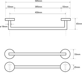 Sapho Sapho, X-ROUND držák ručníků 450x65mm, chrom, XR402