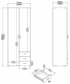 Tvilum Skříň Sid 2d3s bílá/bílý lesk