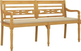 Lavice Batavia s béžovou poduškou 150 cm masivní teakové dřevo 3100829