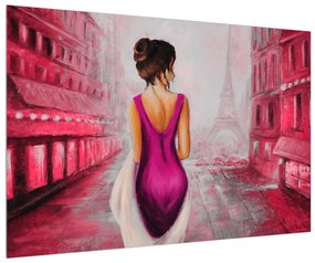 Obraz ženy a Eiffelovy věže (90x60 cm)
