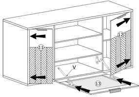 FONTI | komoda F-4 + kovové nohy 12 cm | 158 cm | dub karamel