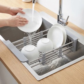 Teleskopický odkapávač na dřez REA P14487A, šedý