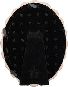 Růžový oválný fotorámeček s bílými perličkami - 16*2*20 cm / 13*18 cm