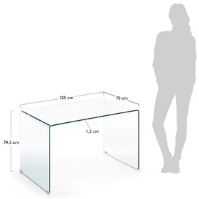 OnaDnes -20% Skleněný pracovní stůl Kave Home Burano 125 x 70 cm