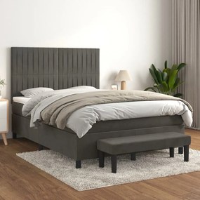 Box spring postel s matrací tmavě šedá 140x200 cm samet,  3137966
