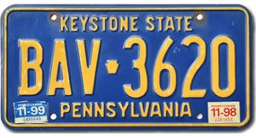 Americká SPZ Pennsylvania Keystone BAV-3620
