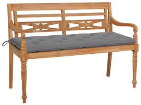 vidaXL Lavice Batavia s šedou poduškou 150 cm masivní teak