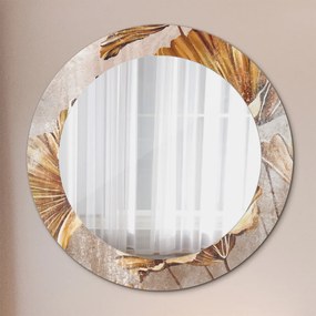 Kulaté dekorativní zrcadlo Zlaté listy fi 60 cm