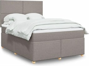 Box Spring Postel S Matrací Textil Taupe Hladký design 140 x 190 cm