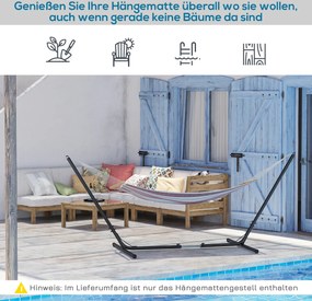 Outsunny rám houpací sítě nastavitelný stojan na houpací síť pro zahradu a pláž kov do 120 kg 308-380x108x120cm | Aosom.de