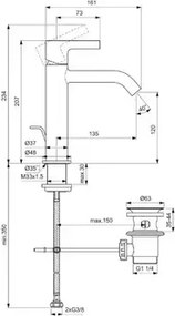 Ideal Standard - Umyvadlová baterie, s výpustí, chrom