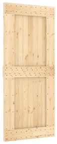 Posuvné dveře s kováním 90 x 210 cm masivní borové dřevo,  3203222