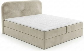 Čalouněná postel boxspring FORENA 160x200 cm krémová Matrace: Matrace Bonell pružinová