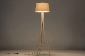 Stojací designová lampa Arbon Taupe and Natur Wood