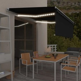 Ručně zatahovací markýza s roletou a LED 4 x 3 m antracitová 3069304
