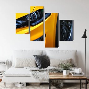 Vícedílný obraz Přední Část Žlutého Sportovního Vozu Nedostatek Nedostatek Přírodní plátno 240x150