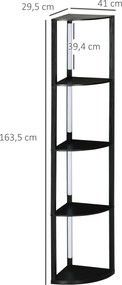 HOMCOM Stojací lampa, LED stojací lampa se 4 policemi, patice E27, 24 W, 3 barvy světla, do obývacího pokoje, ložnice, černá | Aosom