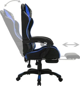Herní židle s RGB LED podsvícením modro-černá faux kůže 288006