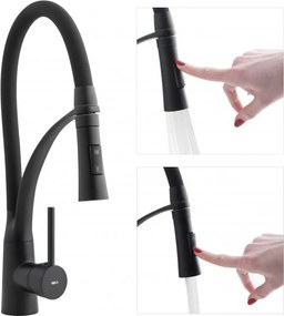 Erga Zefir, vysoká dřezová baterie s elastickým ramenem h-430, černá matná, ERG-YKA-BZ.ZEFIR-BLK