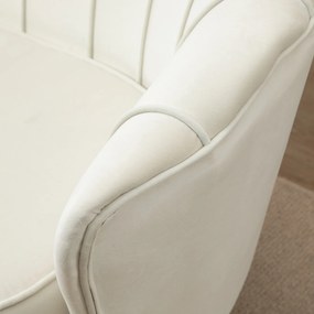 HOMCOM Dvoumístná pohovka se zádový opěrkou a silným polstrováním Moderní loveseat s vzhledem sametu pro obývací pokoj a ložnici, 130 x 77 cm, krémov…