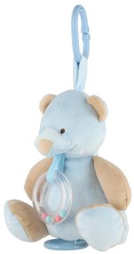 Teddies Medvěd plyš 18cm závěs na postýlku/kočárek nat. hrací strojek modrý na kartě v sáčku 0+