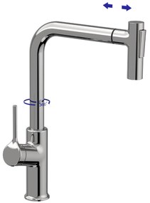Invena Farsala, vysoká dřezová baterie s 2-funkční výsuvnou výlevkou h-369, chromová, INV-BZ-40-L01-S