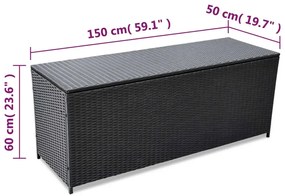 vidaXL Marketos Zahradní úložný box černý 150 x 50 x 60 cm polyratan