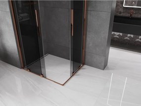 Mexen Velar Duo, sprchový kout s posuvnými dveřmi 90 x 80 cm, 8mm šedé sklo, růžové zlato, 871-090-080-42-60