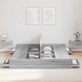 Rám postele s úložným prostorem s čelo Šedá Sonoma 200 x 200 cm 3335266