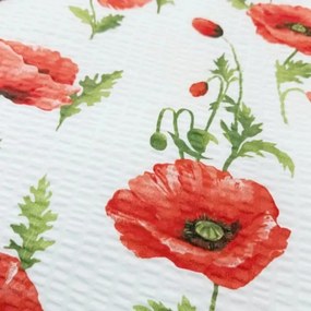 Povlečení krepové Máky bílé TiaHome - 1x Polštář 90x70cm, 1x Přikrývka 140x200cm