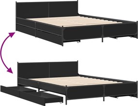 Rám postele se zásuvkami černý 135 x 190 cm kompozitní dřevo 3279947