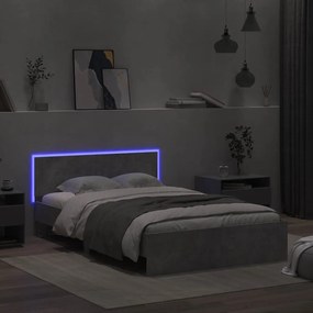 Rám postele s čelem a LED osvětlením betonově šedý 120 x 200 cm 3207619