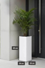 Květináč BLOCK, pozink, výška 65 cm, vč. vložky, bílý