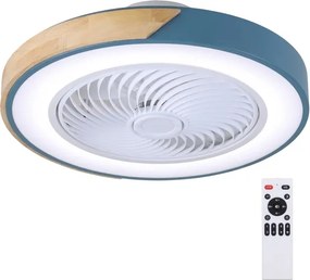 Brilagi - LED Stmív. svítidlo s ventilátorem LED/38W/230V 50 cm modrá/dub + DO