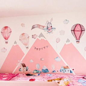 INSPIO Dětské samolepky na zeď - Růžové samolepky balónů se jménem dítěte