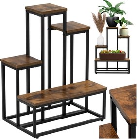 Kovový stojan na květiny 67 cm SPRINGOS GA0210 tmavě hnědý