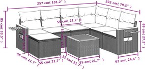 8dílná zahradní sedací souprava s poduškami černá polyratan 3259452