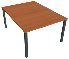 Dvojstůl pracovní rovný 120×160 cm - Hobis Uni USD 1200 Dekor stolové desky: třešeň, Barva nohou: černá