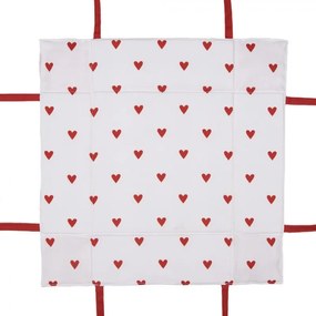 Červeno-bílý bavlněný košík na pečivo se srdíčky Love It – 35x35x8 cm