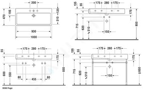 DURAVIT - Vero Umyvadlo nábytkové 1000x470 mm, s 1 otvorem pro baterii, s WonderGliss, alpská bílá (04541000271)