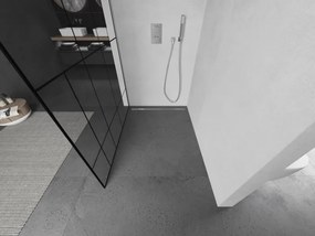 Mexen Kioto, sprchová zástěna Walk-In 110 x 200 cm, 8mm čiré sklo černý vzor, ​​broušená ocel profil, 800-110-101-97-78