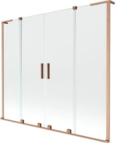 Mexen Velar L Duo, 2-křídlová posuvná vanová zástěna 200 x 150 cm, 8mm čiré sklo, měděná matná, 896-200-003-02-65