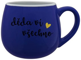 DĚDA VÍ VŠECHNO - modrý keramický hrníček 300 ml