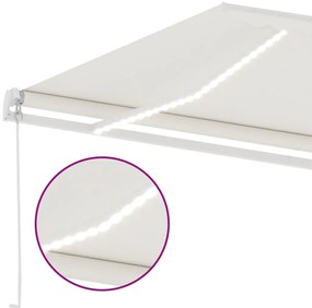 vidaXL Marketos Ručně zatahovací markýza s LED světlem 600 x 300 cm krémová