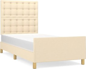 Rám postele bez matrace krémová 100 x 200 cm textil 3125362