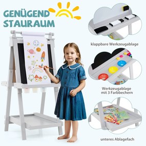 Costway Dětská výškově nastavitelná tabule s bílou tabulí a magnetickou tabulí