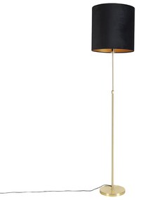 Stojací lampa zlatá / mosazná s černým velurovým odstínem 40/40 cm - Parte
