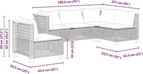5dílná zahradní sedací souprava s poduškami béžová polyratan 3261838