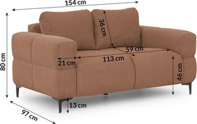 Pohovka v terakotové barvě 154 cm Helio – Ropez