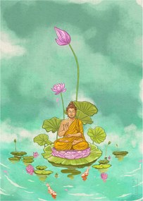 Bao Quyen | Buddhism Rám: Černý, Velikost: 30 x 20 cm